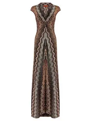 Missoni Long Dress With Knotted Neckline - Multicoloured