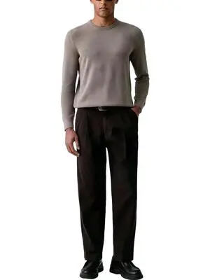 Marc O'polo Lars Pleated Straight-leg Trousers - Brown