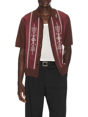 Amiri Ma Paneled Knit Shirt - Brick