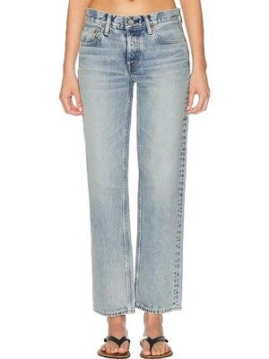 Moussy Vintage Albany Low Straight Leg Jeans - Light Blue