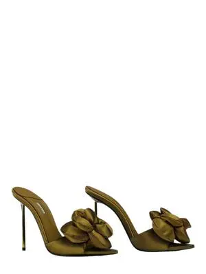LE SILLA Bella Rose-detail Satin Sandals Green