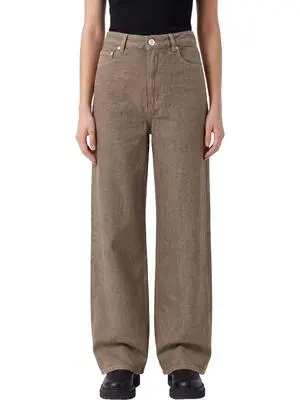 GANNI Lari High-waisted Wide-leg Jeans In Cotton And Hemp Denim