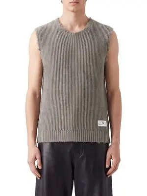 MAISON MARGIELA Distressed-effect Wool-blend Knit Vest - Beige