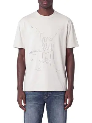 Our Legacy Abstract Print Organic Cotton T-shirt With Dropped Shoulders Ivory