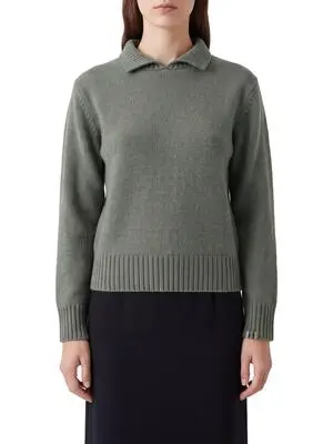 Extreme Cashmere 100% Cashmere Crew-neck Sweater With Ribbed Trims - Green