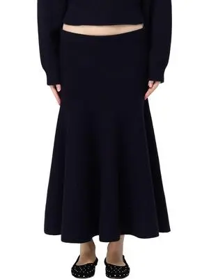 ALAÏA Flared Midi Knit Skirt In Cashmere With Elastic Waist