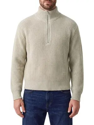 Camper Ribbed Wool Blend Half-zip High Neck Sweater - Grey