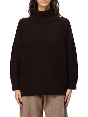 Max Mara Wool And Cashmere Turtleneck Sweater With Dropped Shoulders Brown