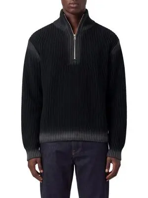 Camper Ribbed Wool Blend Half-zip High Neck Sweater - Black