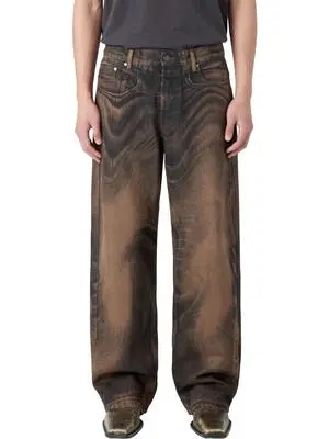 Camper Wide-leg Jeans In Distressed Denim With Bleached Effect - Multicolor
