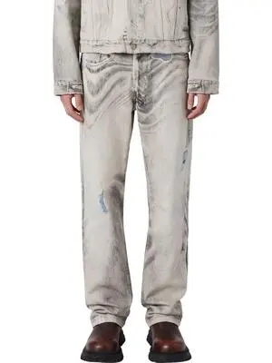 Camper Straight Jeans In Distressed Denim With Bleached Wash - Multicolor