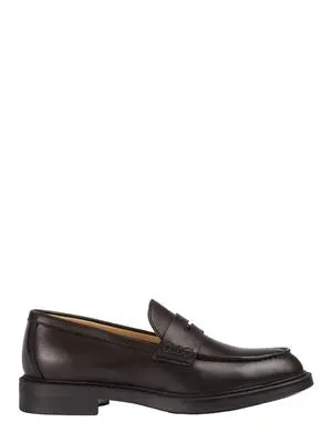 DOUCAL'S Smooth Calfskin Penny Loafers With Rubber Sole