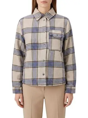 WOOLRICH Alaska Tartan Wool Blend Overshirt With Flap Pockets