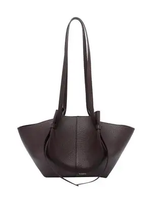 Yuzefi Mochi Grained Calfskin Flared Shoulder Bag - Brown