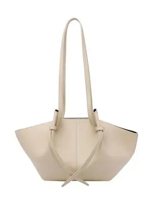 Yuzefi Mochi Grained Calfskin Flared Shoulder Bag - White