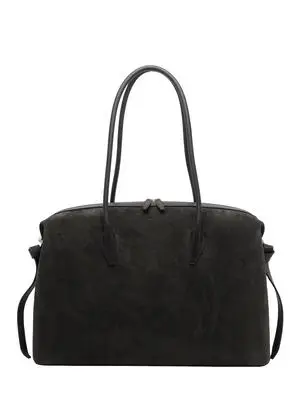 Yuzefi Brioche Large Suede Calfskin Shoulder Bag With Zip Brown