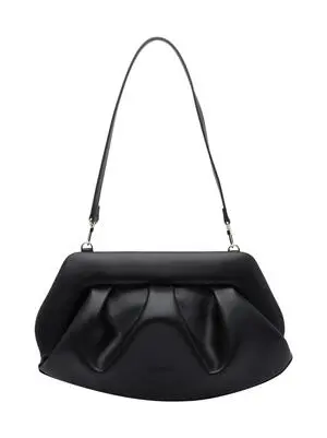 THEMOIRE Bios Clutch In Recycled Vegan Leather With Removable Handle - Black