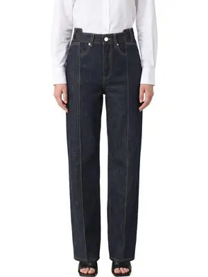 GANNI Fold High-waisted Straight Leg Jeans In Cotton Denim