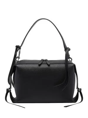 Yuzefi Bento Grained Calfskin Leather Shoulder Bag With Strap Black