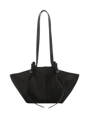 Yuzefi Mochi Flared Suede Calfskin Leather Shoulder Bag Cocoa
