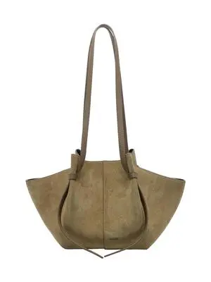 Yuzefi Mochi Flared Suede Calfskin Leather Shoulder Bag Green