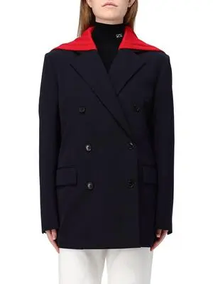 Loewe Wool Double-breasted Knee-length Coat With Sailor Collar - Blue