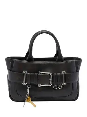 OSOI Brocle Smooth Leather Handbag With Buckle Detail And Removable Strap Brown