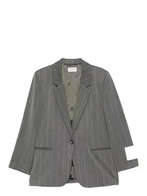 VICOLO Pinstripe-pattern Single-breasted Blazer - Grey