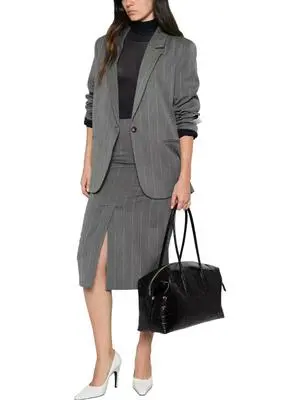 VICOLO Pinstripe-pattern Single-breasted Blazer - Grey