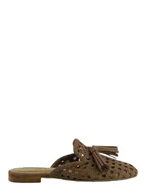 CORINA Woven Tassel-detail Mules - Brown