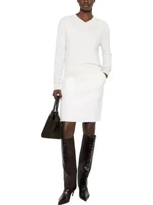 DANIELE FIESOLI V-neck Cashmere Sweater - White