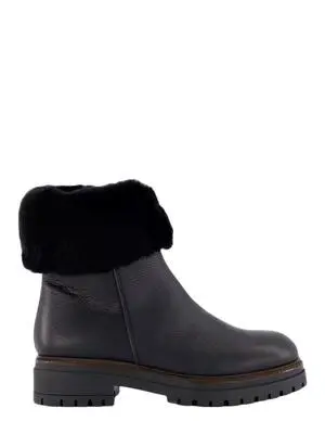 GIBALDI Faux-fur Trim Ankle Boots - Black