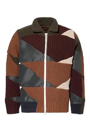 Sacai X Apc Patchwork Knitted Blouson Jacket - Khaki/brown