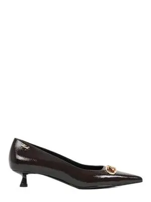 Karl Lagerfeld Pasha Patent-finish Logo-plaque Pumps - Brown