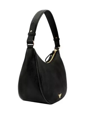 APATCHY LONDON Lucy Crescent Leather Tote Bag - Black