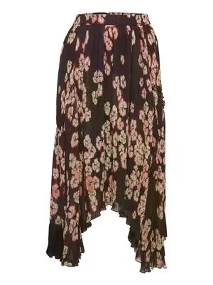 ISABEL MARANT VINTAGE Floral-print Pleated Midi Skirt - Brown