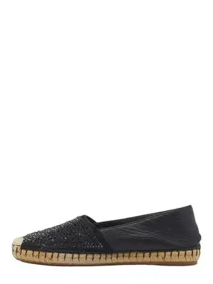 LE SILLA 35 Crystal-embellished Leather Espadrilles