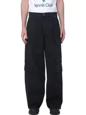 CASABLANCA Wide-leg Cotton Denim Cargo Jeans With Monogram Logo