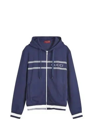 Gucci Logo Zip Hoodie - Navy