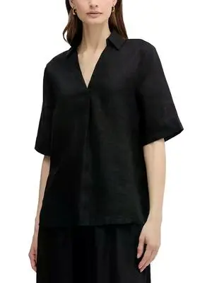 BENETTON V-neck Collared Blouse - Black