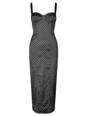 ROTATE BY BIRGER CHRISTENSEN Satin Midi Bustier Dress - Black