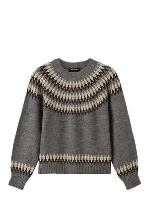Whistles Fairisle Detail Knit Wool-blend Jumper - Grey/multi