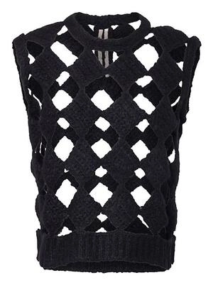 RICK OWENS Sarutanya Sleeveless Open-knit Wool Top L