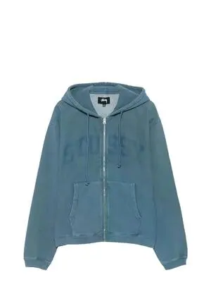StÜssy Logo-print Zip-up Hoodie - Blue