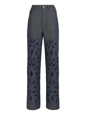 CHRISTIE BROWN Laser-cut Wide-leg Jeans