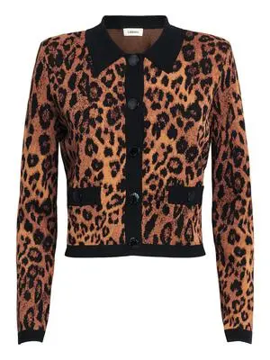L'AGENCE Leopard Print Osiris Cardigan
