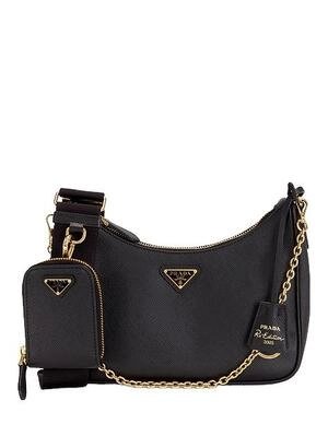 FWRD RENEW Prada Saffiano Re-edition 2005 Shoulder Bag - Black