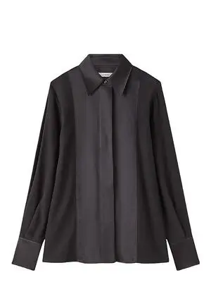 JOSEPH Childs Panelled Relaxed-fit Silk Blouse - Graphite