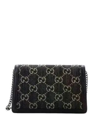 Gucci Dionysus Bag Gg Denim Super Mini Crossbody Bag - Black