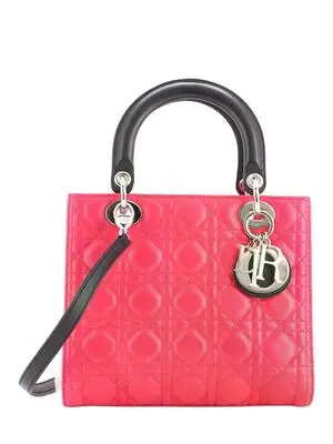 Dior Tricolor Lady Bag Cannage Quilt Lambskin Medium Satchel - Multicolour